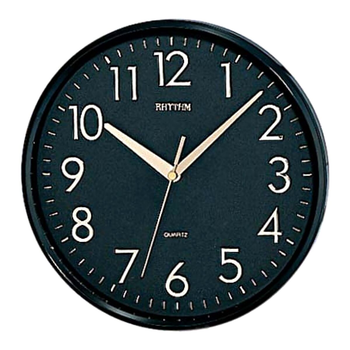 Rhythm Basic 3D Numeral Round Analog Quartz Movement Wall Clock Black ...
