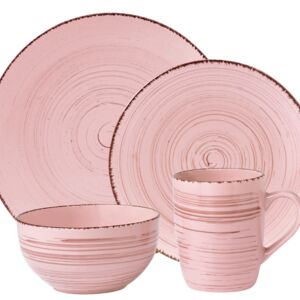 Bien Servi 16-Piece Elegant and Modern Design Stoneware Dinner Set Pink ...
