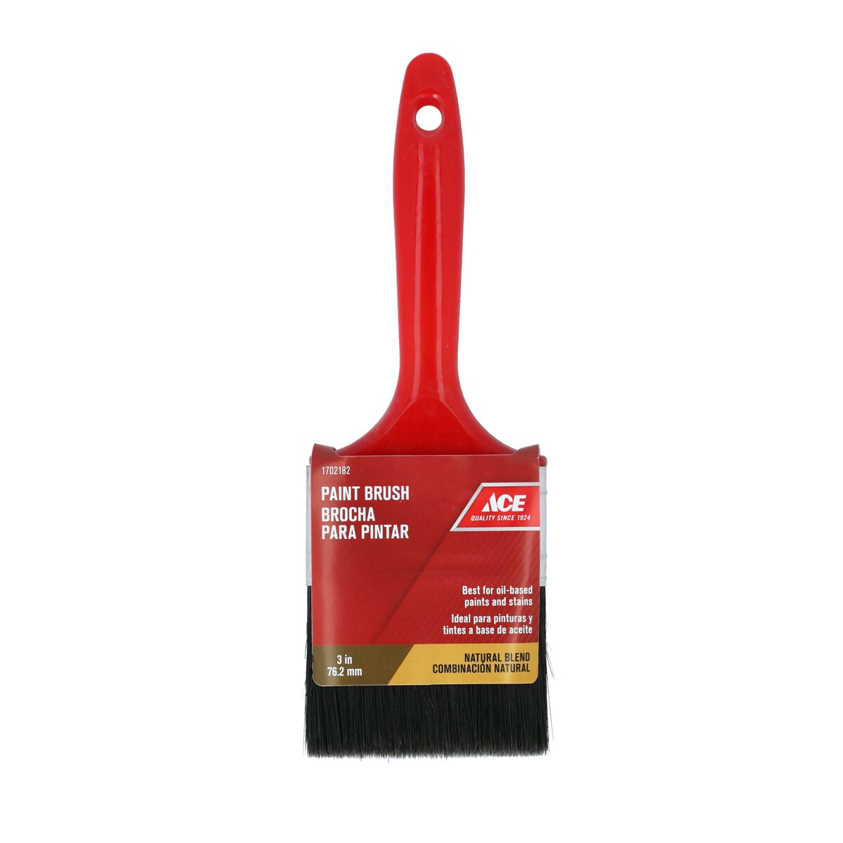 Ace Stainless Iron Ferrule Natural Plastic Handle Paint Brush Red and ...