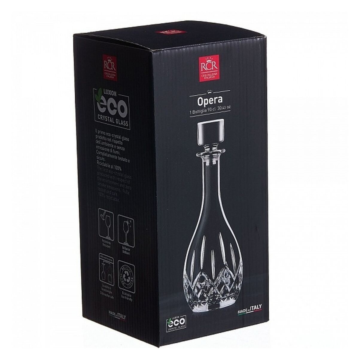 RCR Opera Elegant Design Luxion Eco Crystal Glass Decanter Clear 900ml ...
