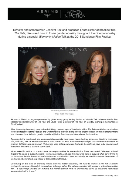 Director and screenwriter, Jennifer Fox and producer, Laura Rister of ...