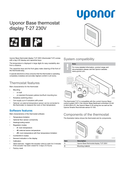 Wired room temperature control 230 V | Uponor