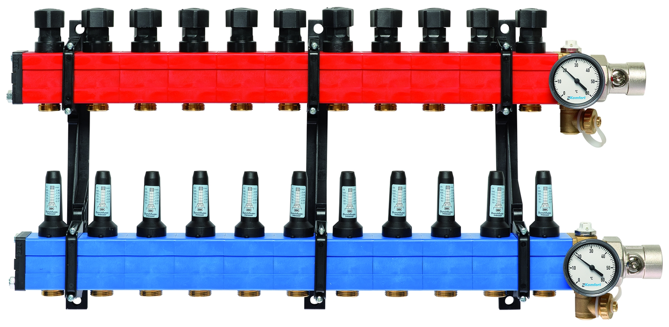 verdeler vloerverwarming verwarmen/koelen zij-aansluiting m ...