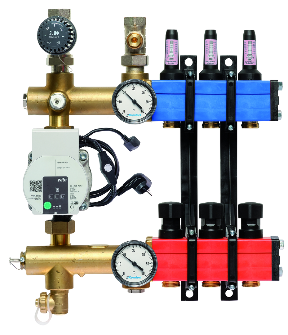 verdeler vloerverwarming bovenaansluiting m. energiezuinige A-label ...