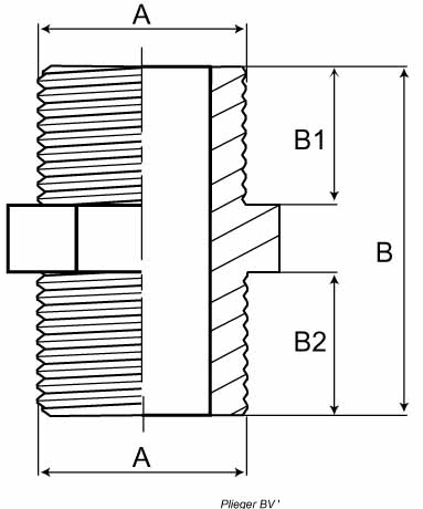 dubbele nippel | Draadfittingen | Fittingen | Installatiemateriaal | Producten | Plieger