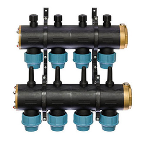 Brine verdeler vloerverwarming zij-aansluiting 2" m. debietmeter ...