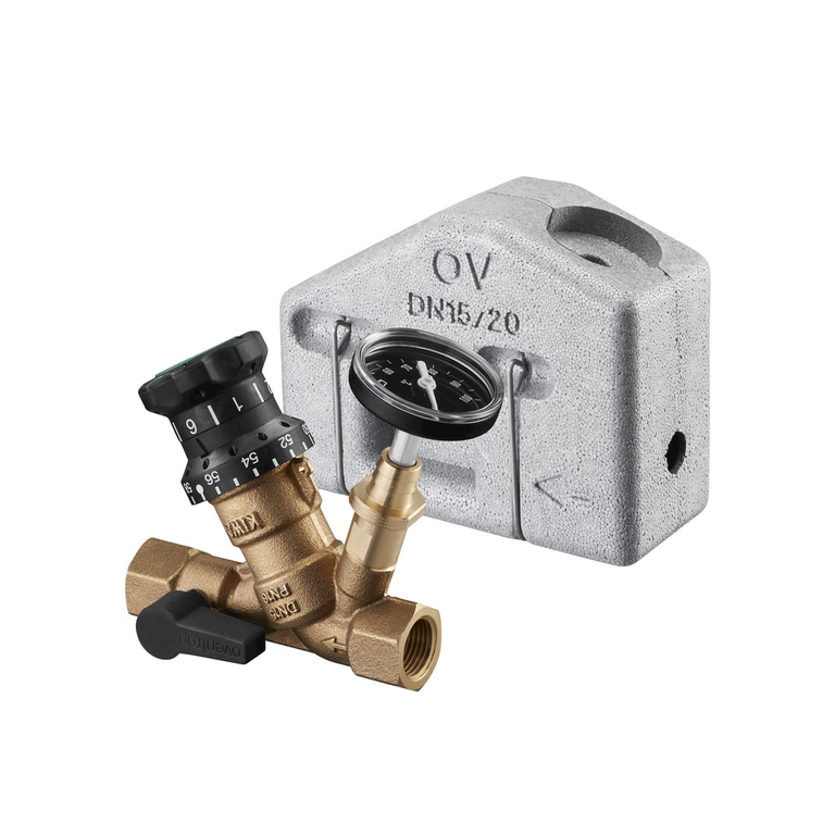 thermostatische afsluiter met isolatie en thermometer | Plieger